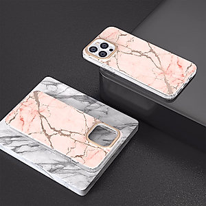 MATEPROX Compatible with iPhone 13 Pro Max case Marble Design Slim Thin Stylish Geometric Cover for iPhone 13 Pro Max 6.7" 2021(Frosted Pink)