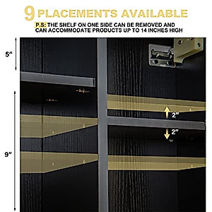 SUNTAGE Bathroom Wall Cabinet, Over Toilet Storage Cabinet w/2 Towel Bar, Paper Roll Holder & Adjustable Shelf in 9 Combinations, Medicine Cabinets Ideal for Bathroom, Living Room, Kitchen (Black)