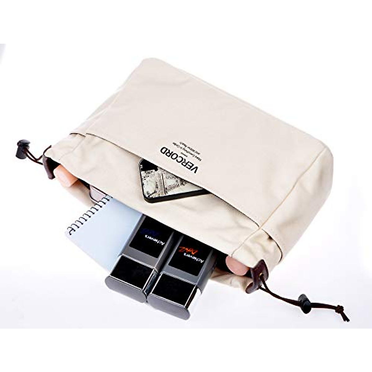 Vercord Canvas Handbag Organizers, Sturdy Purse Insert Organizer Bag in Bag, 10 Pockets Beige Small