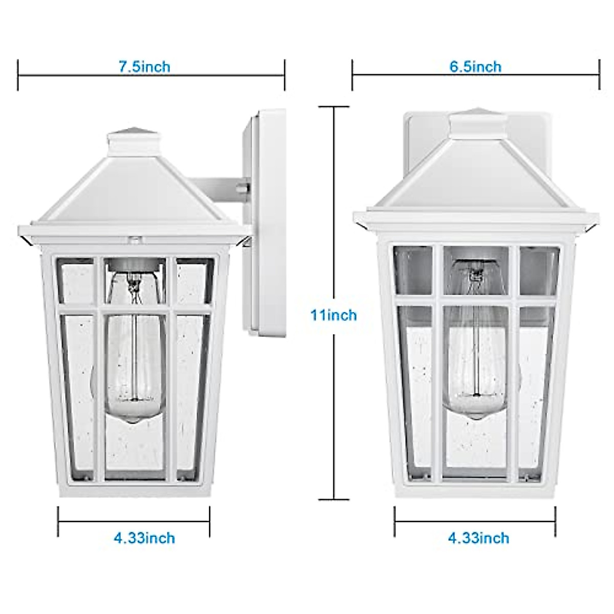 Darkaway Outdoor Sconce Lights Wall Light Fixtures, Front Porch Light Outdoor Wall Anti-Rust Waterproof Aluminum with Glass Exterior Light Fixture for Patio, Yard, Doorway, Garage(1 Pack, White)