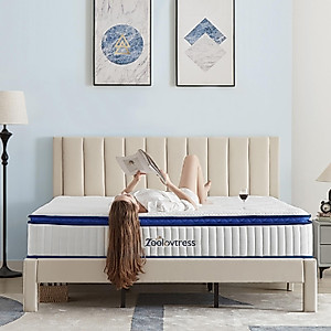 Zeelovtress 12 Inch California King Mattress, Cool Gel Memory Foam Hybrid Mattress in a Box, with Medium Firm Pocketed Coils for Motion Isolation and Pain Pressure Relief