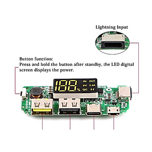Acxico 1Pcs Dual USB Micro Type-C Flash USB Power Bank DIY Charger Module for Battery