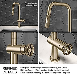 KRAUS Urbix Industrial Pull-Down Single Handle Kitchen Faucet in Spot-Free Stainless Steel, KPF-3126SFS