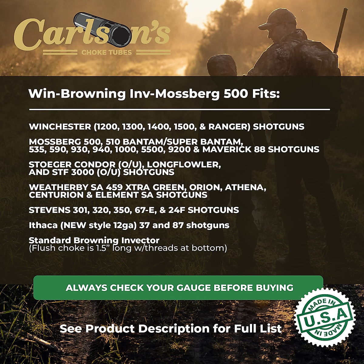 Carlsons Choke Tubes 12 Gauge for Winchester - Browning Inv - Moss 500 [ 3 Pack | Modified, Improved Modified & Full ] Stainless Steel | Trap Pak Choke Tube | Made in USA