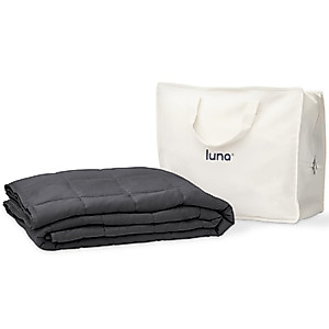 Luna Luxe Cotton Weighted Blanket Kids - Premium Soft Weighted Blanket for Kids - Travel Blanket [10lbs - Twin - 41" x 60"] [Dark Grey]
