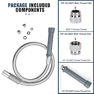 20' Sink Sprayer Hose with Non-Slip Handle, Flexible Stainless Steel Hose for Commercial Kitchen Faucet