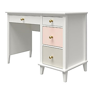 Monarch Hill Poppy Kids White Desk, Peach and Taupe Drawers