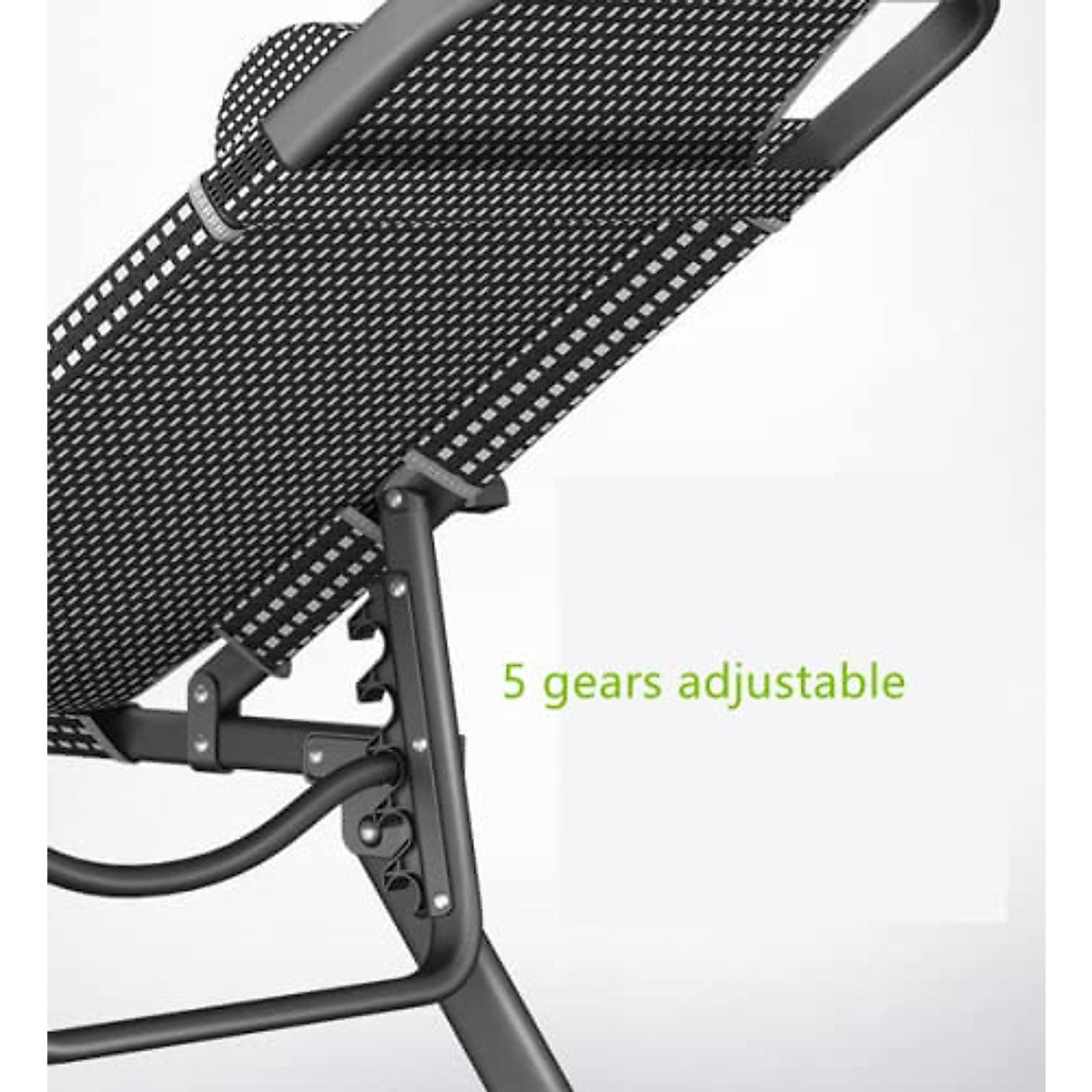 Phil Beauty Household Deck Chair Iron Alloy Balcony Chair 5 Gears Adjustable Leisure Nap with Pillow Portable,Black
