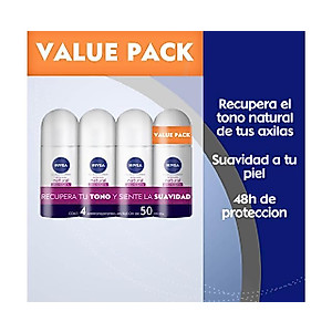 Nivea Deodorant Whitening Pack of 4 Aclarado Natural 50 milliliters 1.7 Fl Oz, 50.0 milliliters