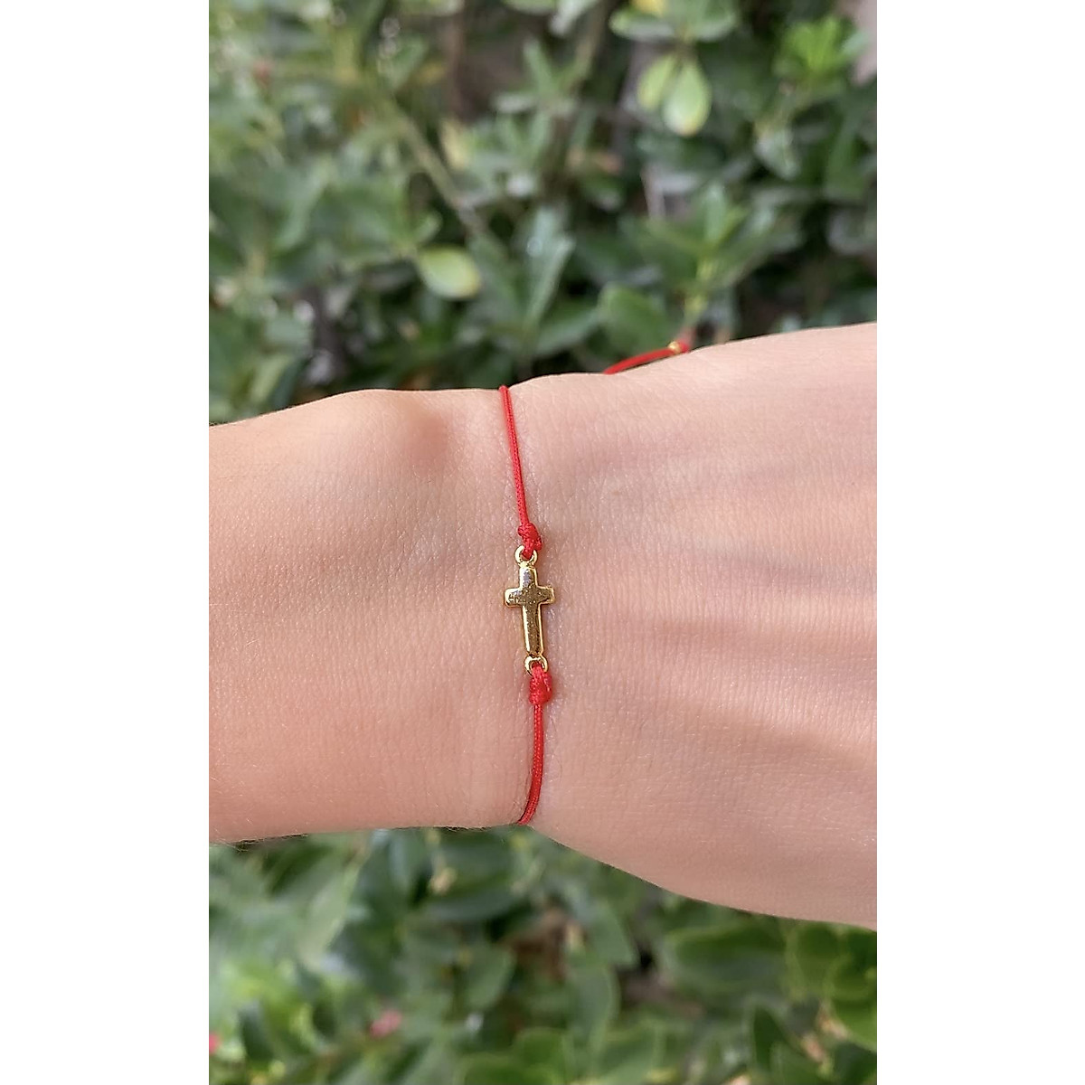 Live Gems | 14K Gold Filled Sideways Cross Red String Bracelet, Red String Cross Charm Bracelet, Summer Jewelry Gift for Her, Birthday Jewelry