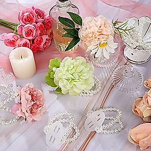 4 Pieces Elastic Pearl Wrist Corsage Bands Wristlets Wedding Corsage Pearl Bracelet Stretch Pearl Wedding Wristband Faux Pearl Bead Corsage Accessories Bracelets for Wedding Party Bride Bridesmaid