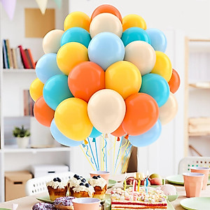 Pastel Balloons, 50PCS Yellow Orange Blue Nude Balloons for Rainbow Birthday Decorations, Here Come the son Baby Shower Decor, Wedding, Bridal Shower, Anniversary Party Supplies