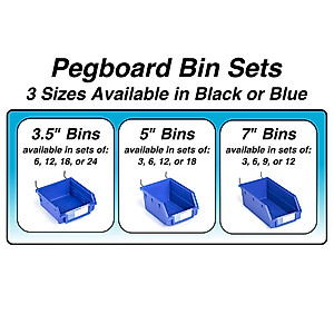 Right Arrange Pegboard Bins – 18 Pack Black - Hooks to Any Peg Board - Organize Hardware, Accessories, Attachments, Workbench, Garage Storage, Craft Room, Tool Shed, Hobby Supplies, Small Parts
