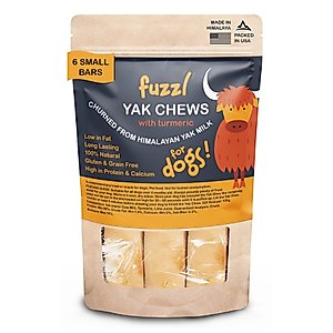 Fuzzl Premium Yak Cheese Himalayan Dog Chews with Superfood Turmeric - 6 Bars Small Natural Dog Treats Milkbone Yak Chews No Hide Dog Food Long Lasting Dog Dental Sticks Milk Chews Cheese Stick