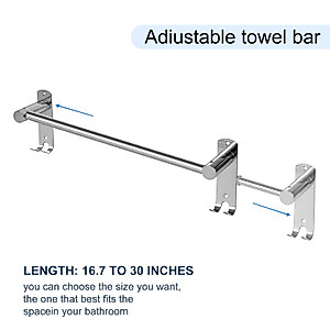 zmnklry Bathroom Towel Rack, 28In Adjustable Bathroom Towel Bar, Stainless Steel Towel Bar, Owel Holder for Bathroom Wall