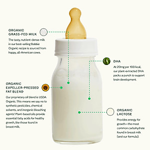 Bobbie Organic Infant Formula, Milk Based Powder with Iron, DHA and Vitamin D, Modeled After Breast Milk, Organic Baby Formula for Newborn to 12 Months Old Infant, 14.1 oz, 1 Pack