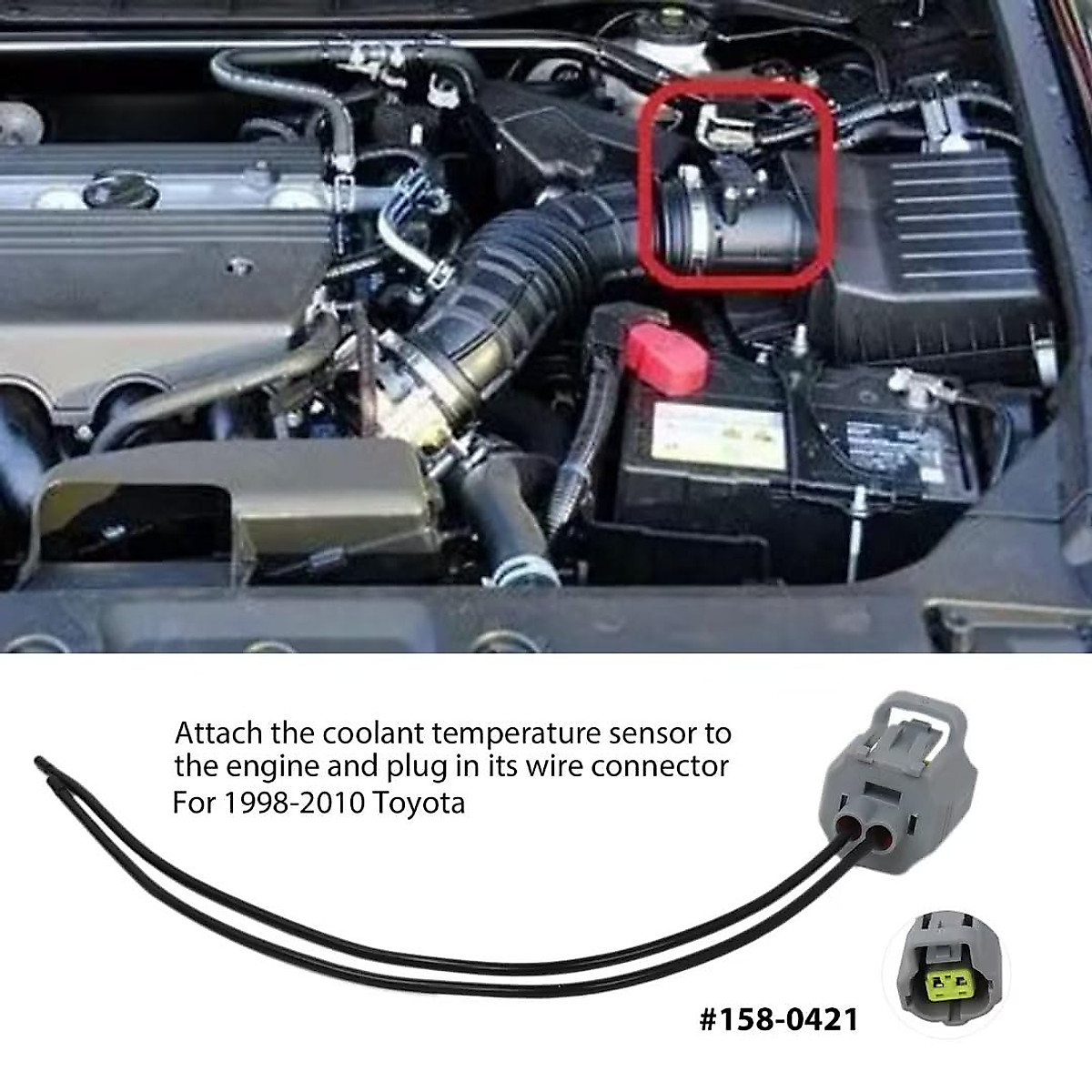 158-0421 Coolant Water Temperature Temp Sensor Connector Pigtail Fit for 2017 Toyota Tacoma SR5 Extended Cab Pickup 4-Door 2.7L