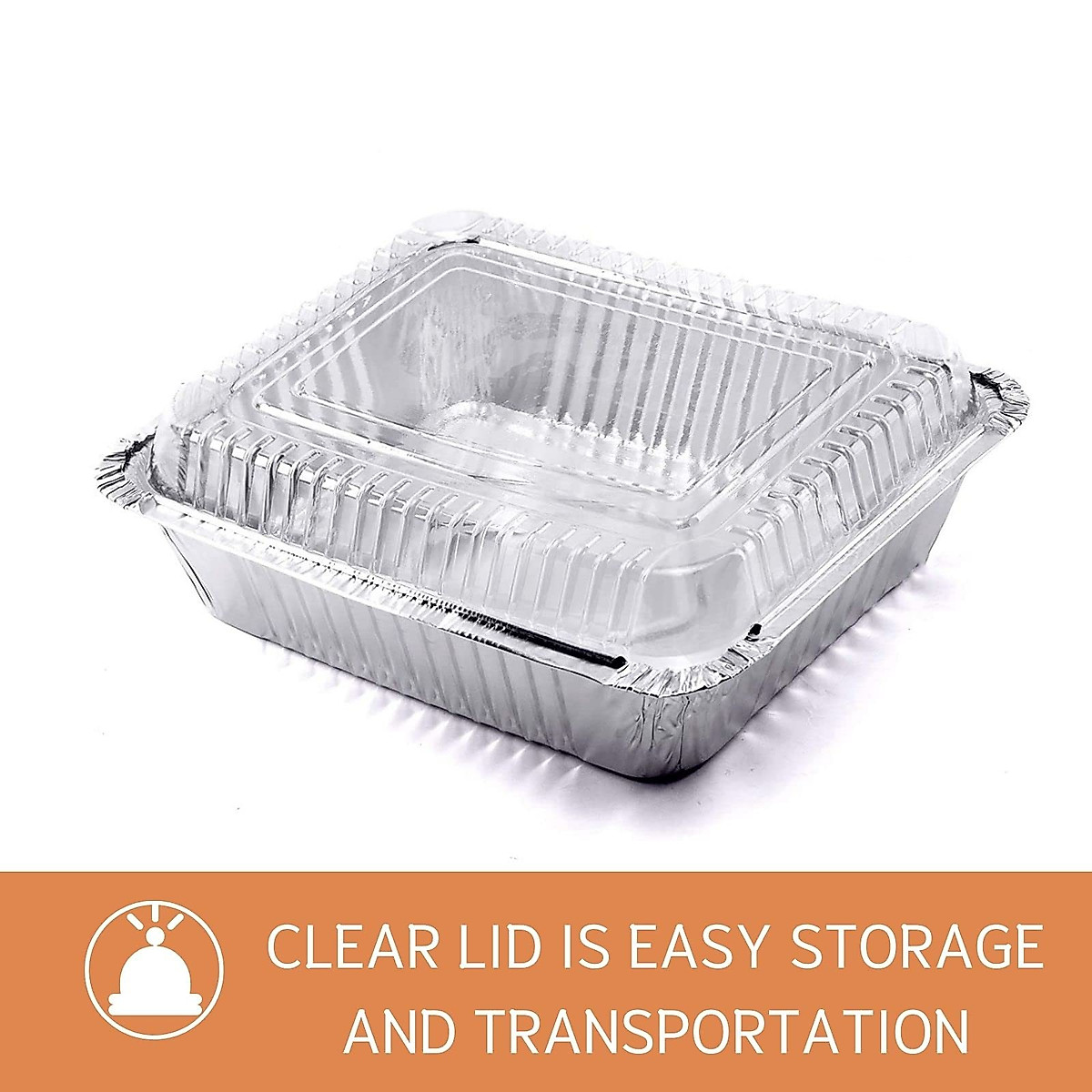 Findful Square Aluminum Baking Pans with Clear Plastic Lids (35-Pack, 8x8”) - Disposable Takeout Pans - Foil Food Containers for Cooking, Heating, Storing, Prepping Food - Eco-Friendly & Recyclable