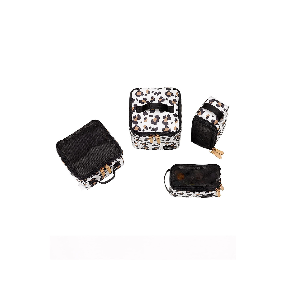 Petunia Pickle Bottom Inter-Mix 4-Piece Packing Cube Set| Portable Organization for Baby Essentials | Perfect Baby Caddy to Keep Everything Organized in Diaper Bag, Stroller or Nursery – Moon Leopard