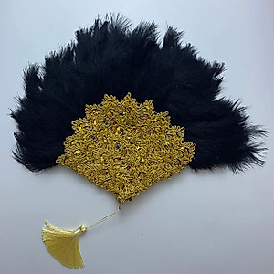 Msbfea Big Size Design African Orange Feather Fan Ladies Wedding Feather Fan for Bride Double Side Feather Nigerian Flower - 35cmx45cm Color 948
