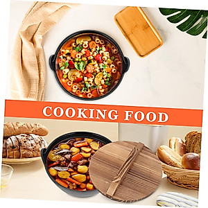 1 Set Sukiyaki Cast Iron Stockpot Shabu Shabu Pot Camping Hot Pot Iron Nabe Pot Steaming Stock Pot Japanese Soup Pot Nonstick Frying Pan with Lid Useful Pot Thicken Wood Nabemono