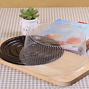 11-12" Cake Containers Carriers Plastic Disposable Carriers with Dome Lids and Cake Boards - 5 Round Cake Carriers for Transport | Clear Bundt Cake Boxes Cover(Large)