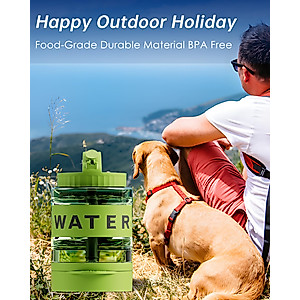 77oz Dog Water Bowl Dispenser, Dog Camping Essentials,Large Dog Travel Water Bottle with Pull-Out Drinking Bowl, Portable for Dog, Dog Beach Essentials Accessories, Car Water Bowl for Dogs, Bpa Free