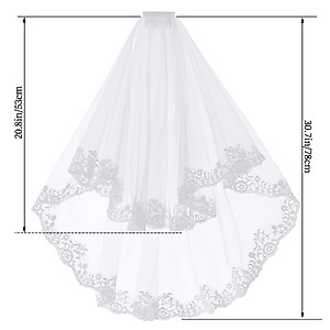 jiebor White Lace Veil Bridal Wedding Veils Halloween Veil for Women Brides Wedding Bridal Shower