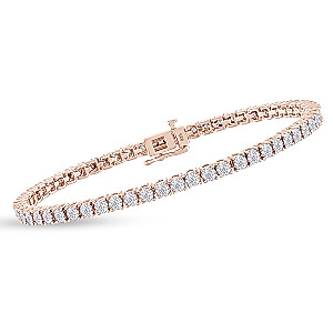 Wishrocks 1 Carat Round Cut Natural White Diamond Miracle Set Tennis Bracelet In 14k Rose Gold Over Sterling Silver (Clarity : I2-I3, Color : I-J, 1 Cttw) 8.5 Inch