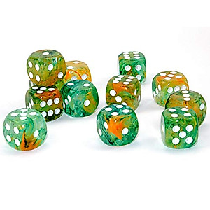 Chessex Nebula Dice Block 16mm d6 Spring with White Luminary (12 dice)