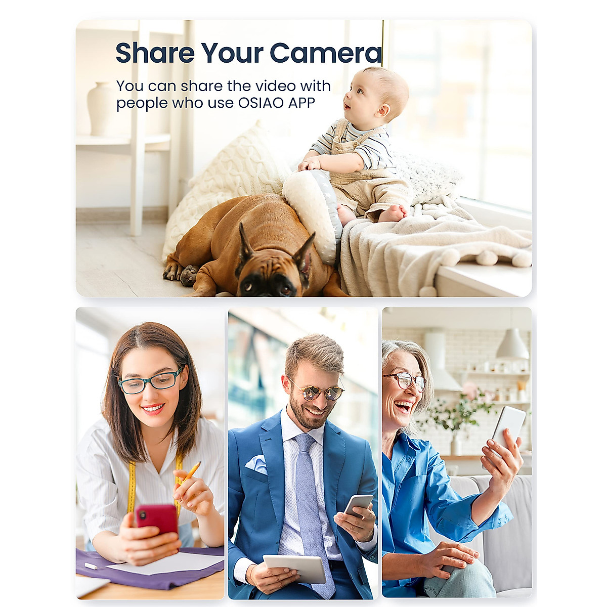 GNCC Pet Camera with Phone APP, Indoor Camera for Baby/Pet/Security(2 Pack), Wi-Fi Camera with Motion/Sound Detection, SD&Cloud Storage, 2-Way Audio, Horizontal Remote, Manual Up and Down