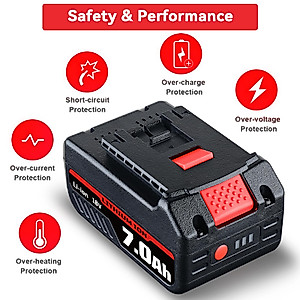 DASNITE 2Pack BAT609 7000mAh Replacement for Bosch 18V Battery BAT618 BAT609 BAT622 BAT609G BAT618G BAT619 BAT619G BAT610G Cordless Power Tool Li-ion Battery