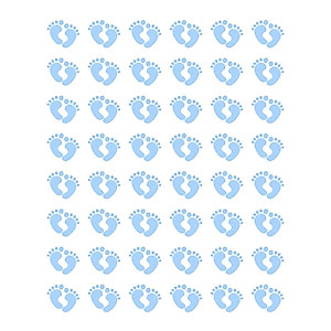 48 pcs Baby Blue FEET Footprints​​​​​​​​​​​​​​​​​​​​​​​​​​ Stickers Envelope Seals Labels Round Tags, Stamps Sticker for Gift Cards, Envelopes, Boxes for Holiday, Birthday, Christmas