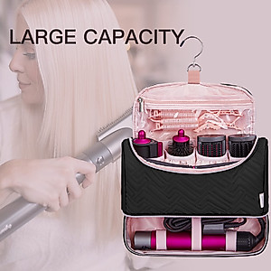 Leudes Travel Case for Dyson Air wrap Holder Hair Styler Organizer for Airwrap Attachments Portable Storage Bag with Hanging Hook (Bag Only) Black