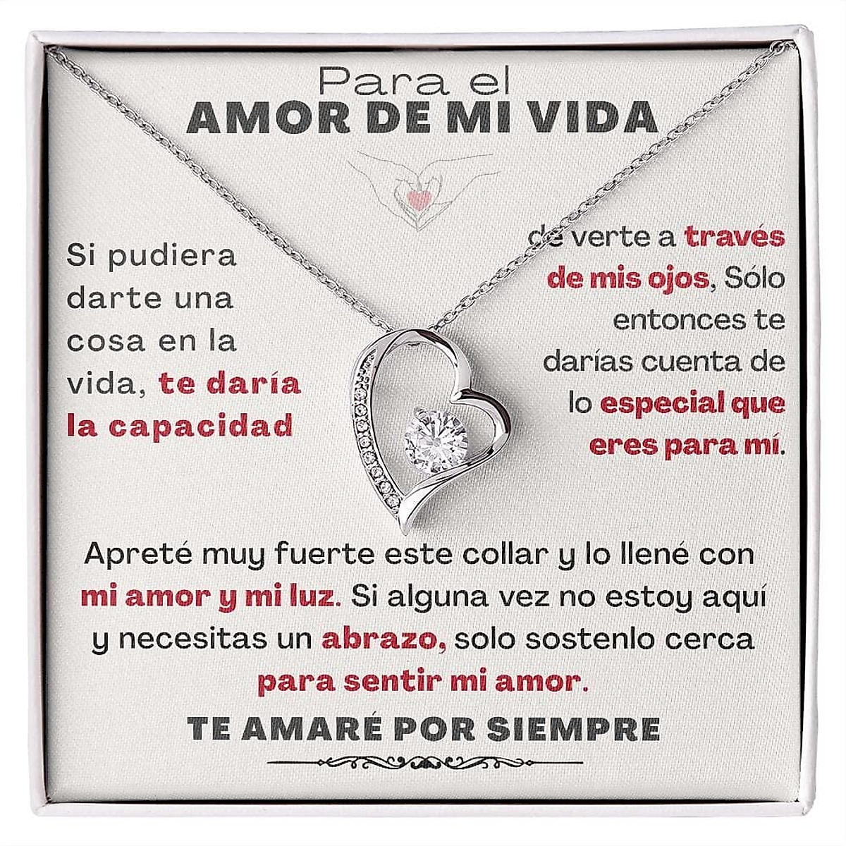 Para el Amor de mi vida - Collar Por siempre amor - forever love Red Acabado en Oro Amarillo de 18 quilates/Cajita Estandard (GRATIS)