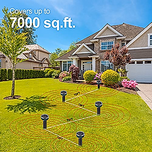 ELLASSAY Ultrasonic Mole Repellent Solar Powered 8 Pack Sonic Mole Deterrent Spikes,Snake Gopher Vole Repellent for Lawn Garden & Yard,Gopher Deterrent,Groundhog Repeller