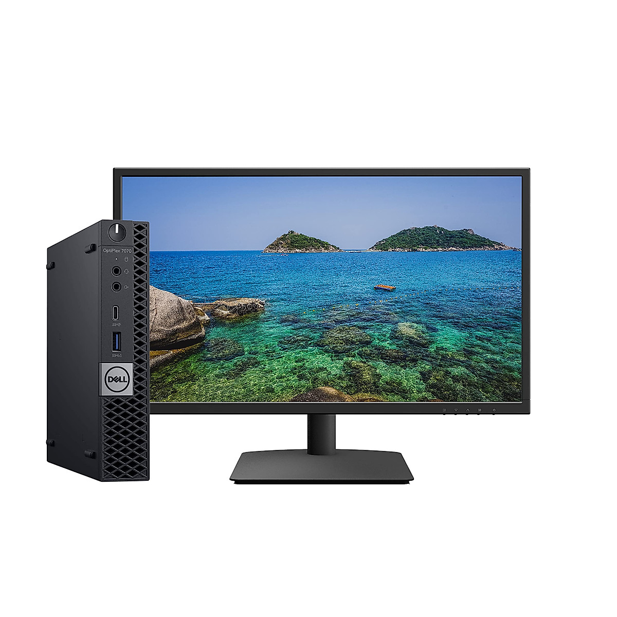 Dell Optiplex 7070 MFF Micro Form Factor Desktop 9th Gen Intel Core i7-9700T 8-Cores Processor, 32GB DDR4 RAM, 256GB SSD, Intel UHD Graphics 630, Windows 10 Pro, with 24" LCD (Renewed)