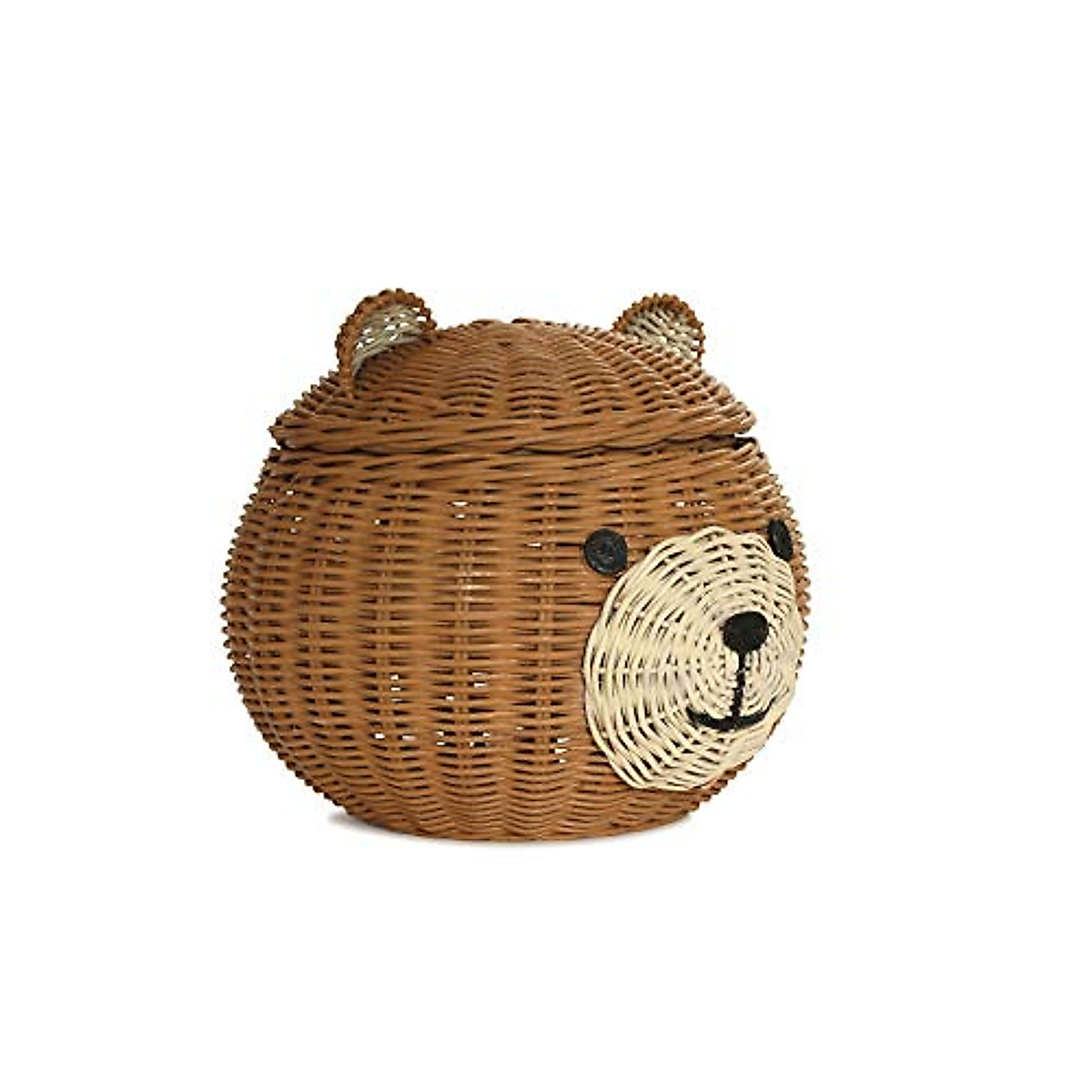 G6 COLLECTION Bear Rattan Storage Basket With Lid Decorative Bin Home Decor Hand Woven Shelf Organizer Cute Handmade Handcrafted Gift Art Decoration Artwork Wicker Bear (Bear Head)