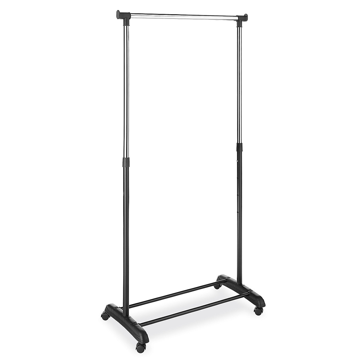 Whitmor Black and Chrome Adjustable Garment Rack-Rolling Clothes Organizer