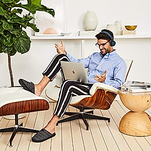 Dearfoams Men's Austin Quilted Memory Foam Sweatshirt Scuff Slipper, Black, Large