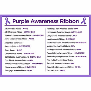 10 Pack Purple Ribbon Stretch Bracelets - 10 Bracelets in a Bag