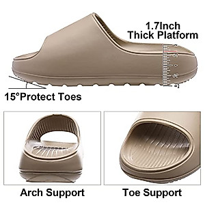 Leisurely Pace Cloud Slides for Women Men Squishy Pillow Sandals Lightweight Shower Shoes Summer Slippers with Comfort Khaki 7-8 Women/5.5-6.5 Men