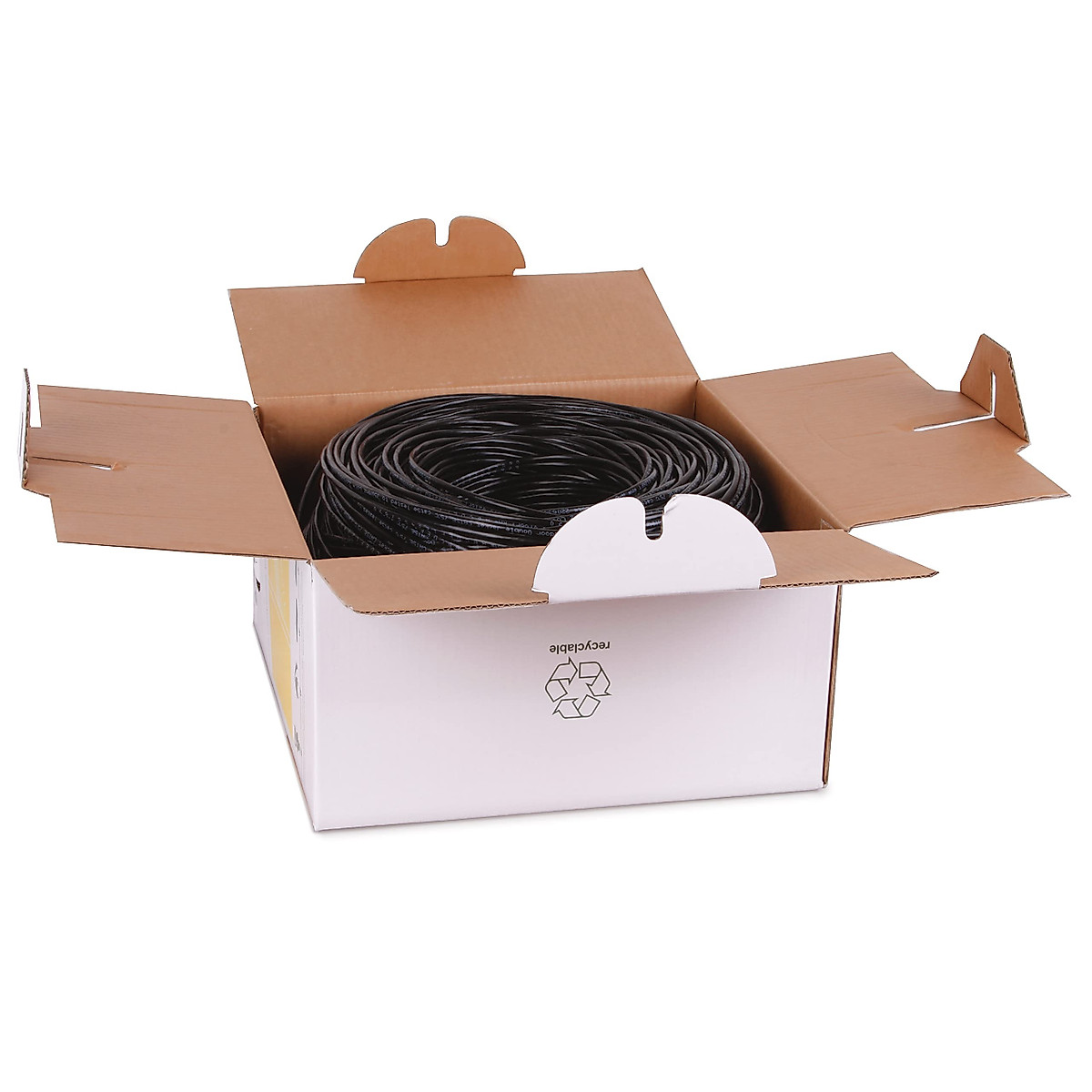 FiveStarCable Bulk Cat5e Outdoor Black 24AWG 1000 Ft Cable, Direct Burial, 350 Mhz, UV Rated Unshielded UTP Ethernet Router LAN Network CCA Easy Pull Box Cable