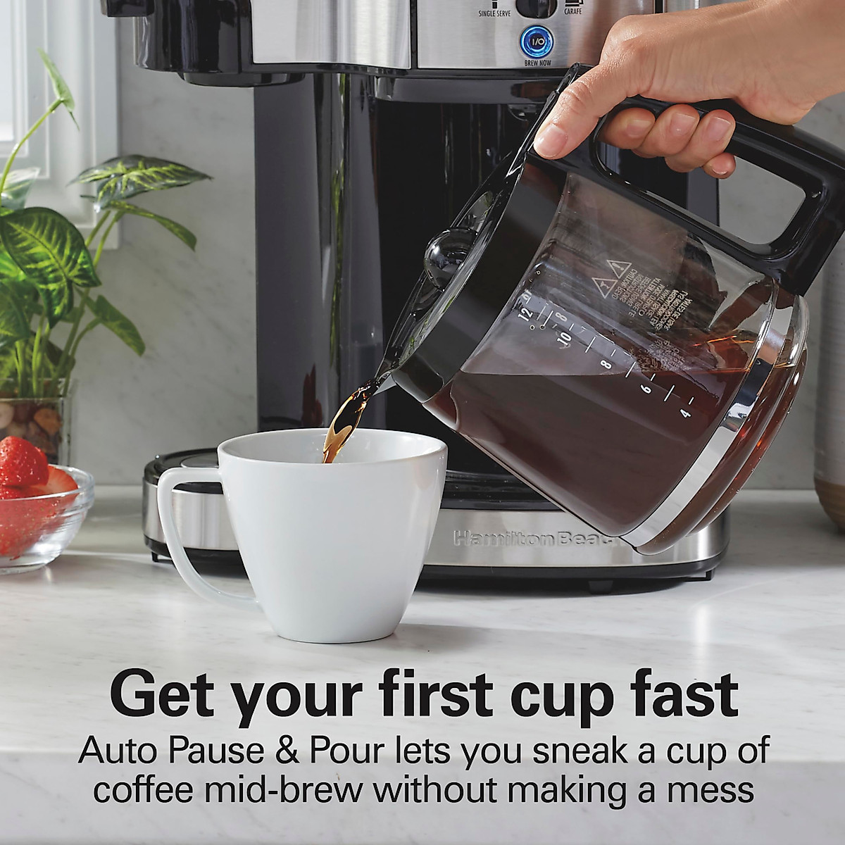 Hamilton Beach 2-Way Brewer Coffee Maker, Single-Serve and 12-Cup Pot, Black