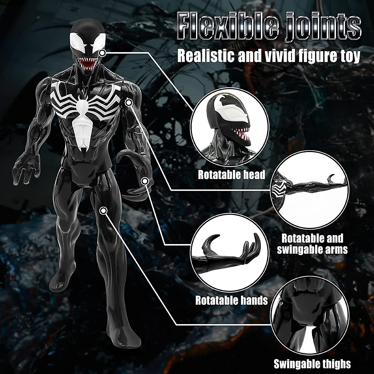 lasama Action Figures, 12 Inch Collectible Figures Toys for Boys Characters Toys Prefect Gift for Christmas, Thanksgiving Day, Birthday, Children’s Day for Kids (Black)