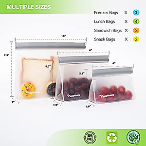 12 Reusable Storage Bags,Reusable Food Storage Bags,Reusable Freezer Bags Food Container,Stand Up Extra Thick Leakproof Reusable food Bags