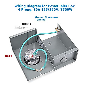 MICTUNING 30 Amp Generator Power Inlet Box Weatherproof, NEMA L14-30P Outdoor Inlet Box for 4 Prong Generator Cord, 125/250 Volt, 7500 Watts, ETL Listed