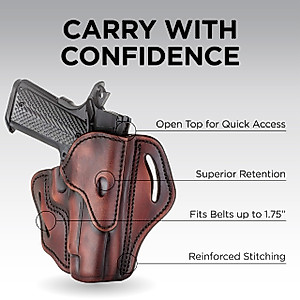 1791 GunLeather Holster for Sig Sauer P226, P220, P229 Right Hand OWB Leather Gun Holster for Belts Also fits 1911 with Rails, HK VP9, Beretta 92FS