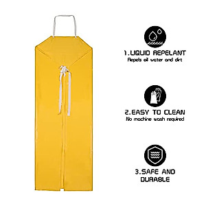 Surblue Waterproof Rubber Vinyl Apron, 43" Heavy Duty Aprons, Anti-Corrosion Rubber Apron, Project Industrial Chemical Resistant Work Safe Clothes, Butcher, Dishwashing, Lab Work, Dog Grooming, Yellow