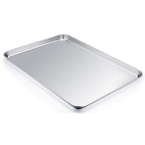 TeamFar Baking Sheet, 20’’×14’’×1’’, Cookie Sheet Half Sheet Baking Pans Stainless Steel, Non Toxic & Healthy, Heavy Duty & Thick Gauge, Mirror Finish & Dishwasher Safe - 2 Piece